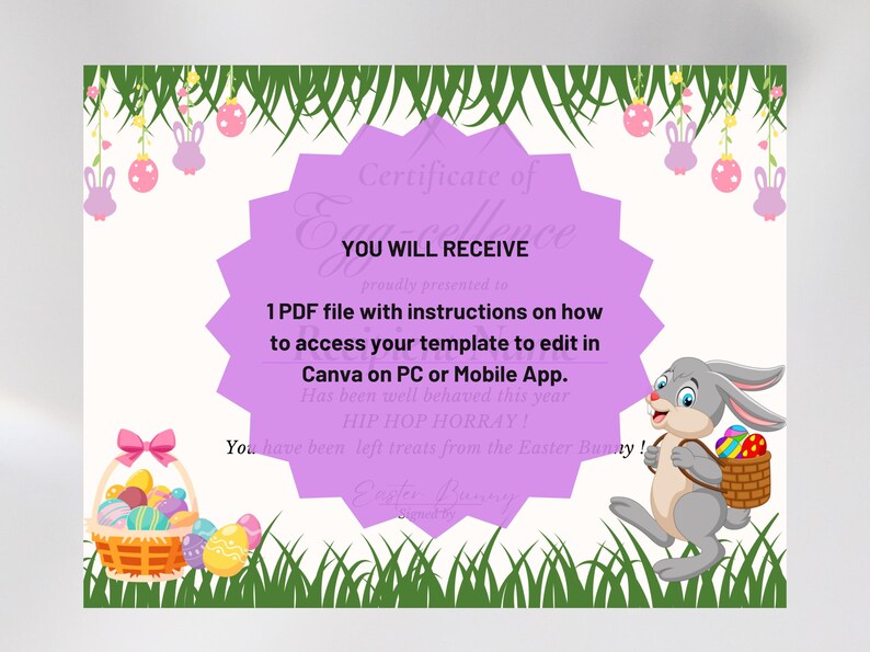 Editable Easter Bunny Certificate, Kids Easter Activity (digital ...