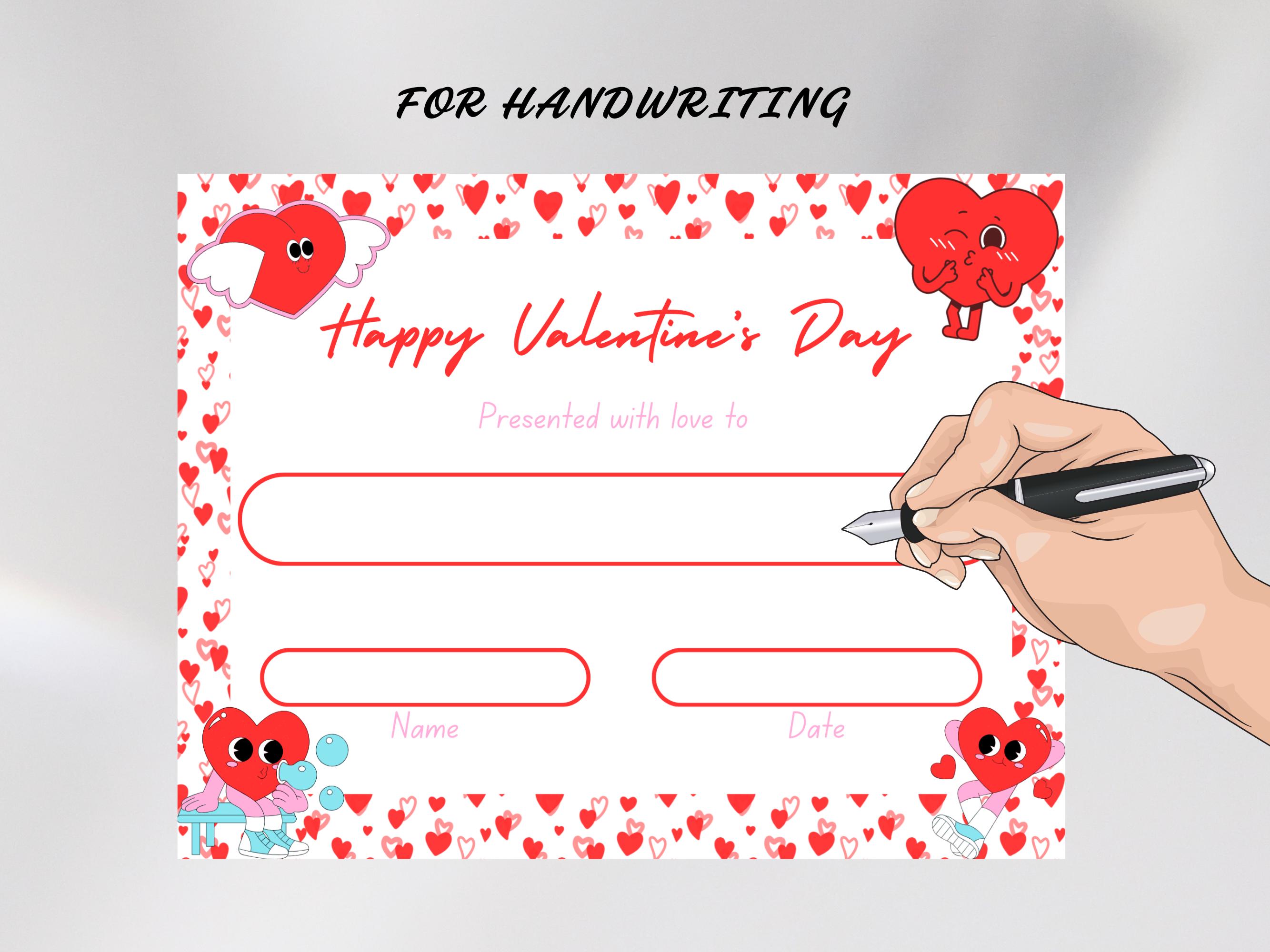 Valentine's Day Printable Certificate, Fun Award for Kids (US Letter ...