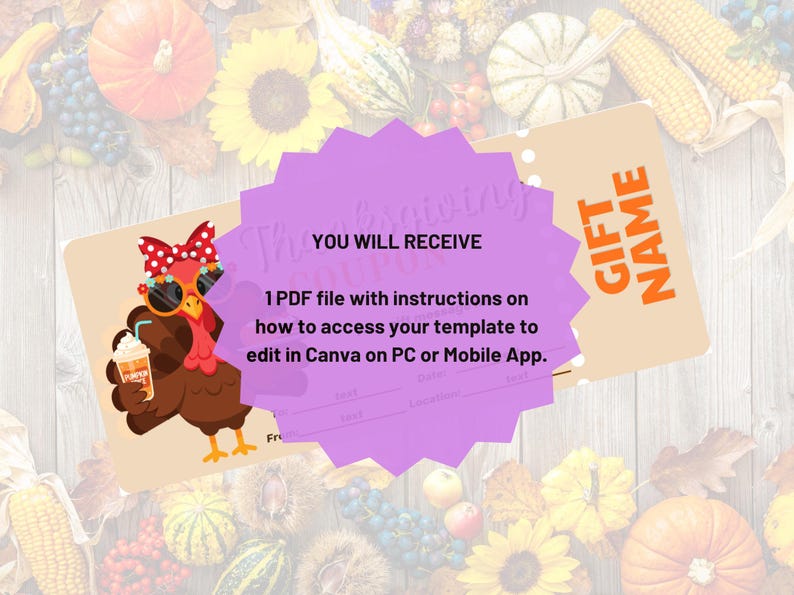 Editable Thanksgiving Gift Coupon Template | Printable Surprise Voucher ...