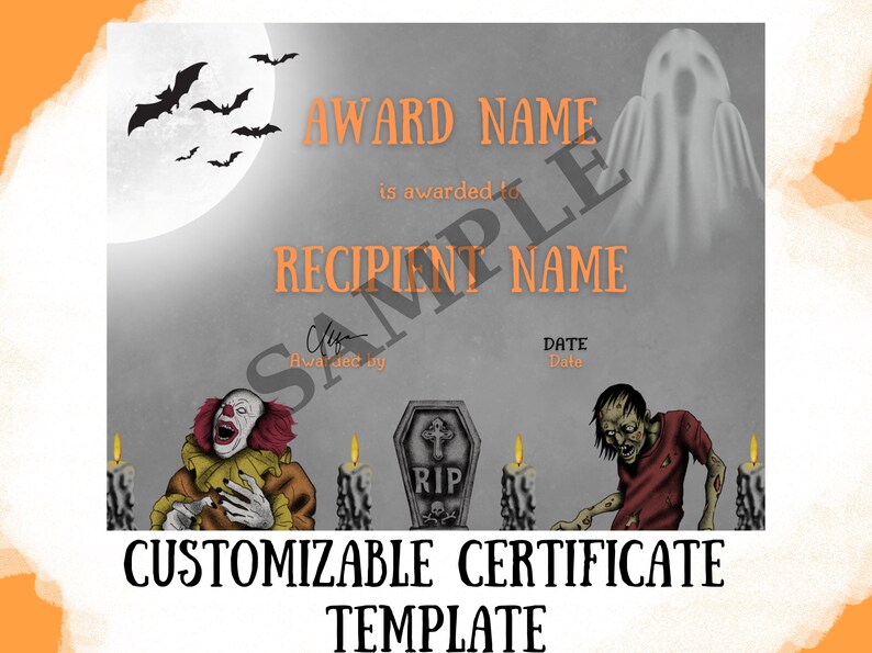 Editable Halloween Costume Award Certificate, Canva Template (digital ...