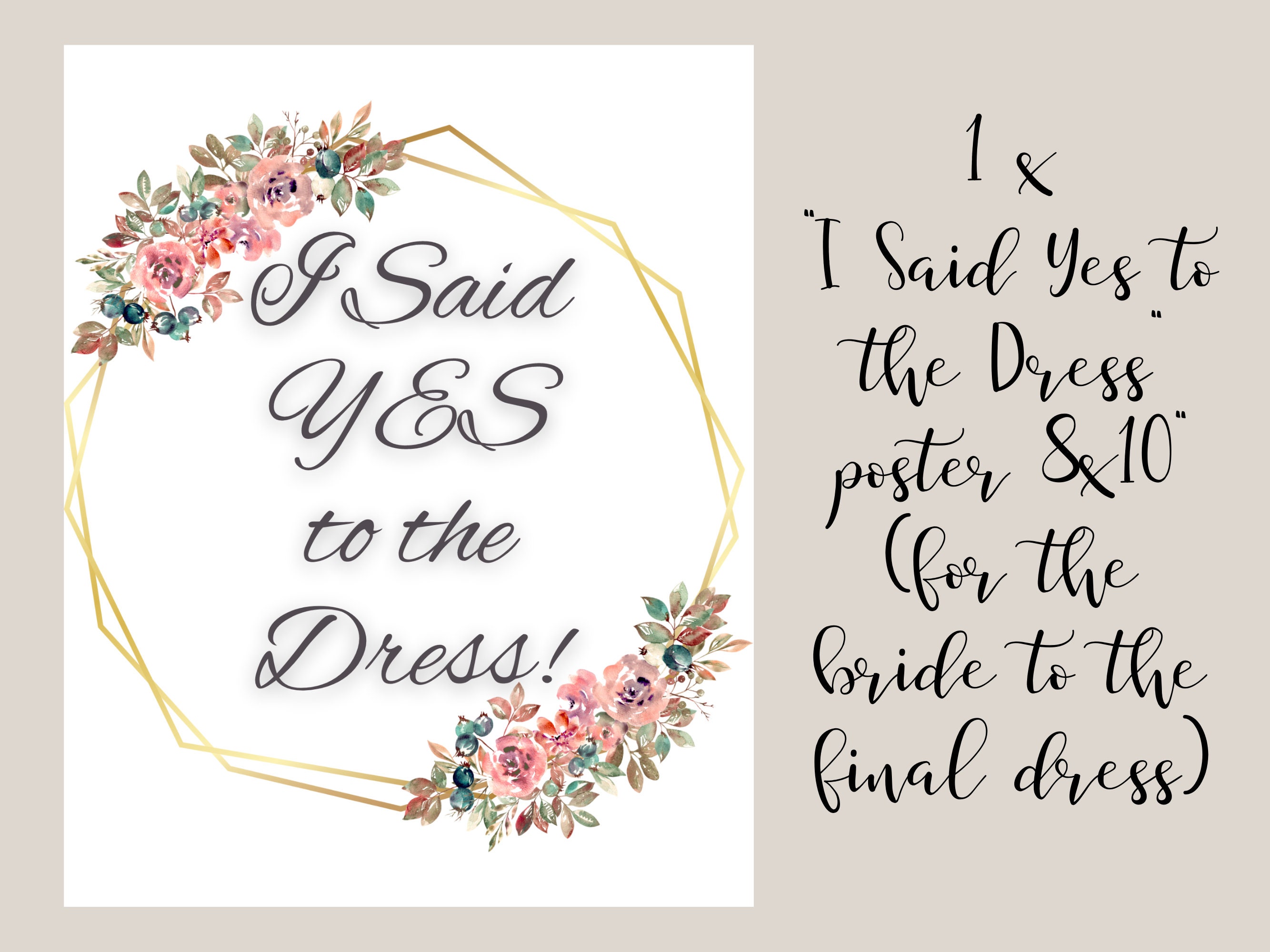 Printable Say Yes to the Dress Signs, Wedding Dress Shopping Paddle ...