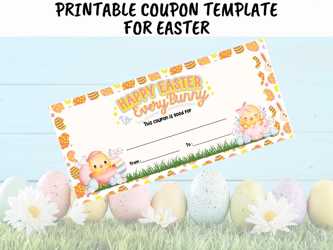 Happy Easter Coupon Printable | Easter Egg Voucher Gift for Kids ...