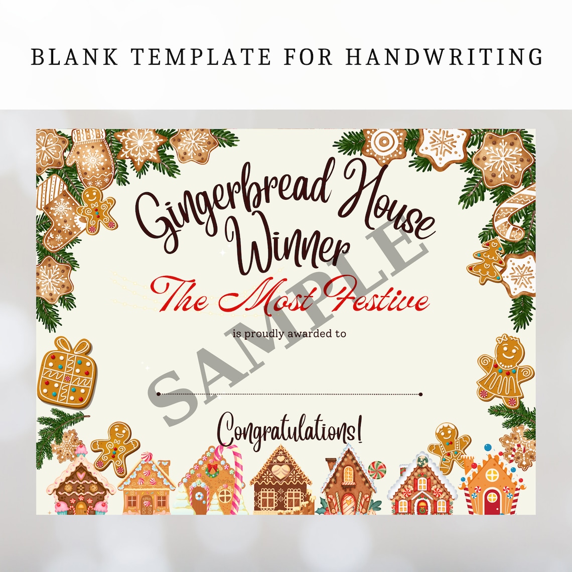 Gingerbread House Award Certificate, Christmas Cookie Contest ...