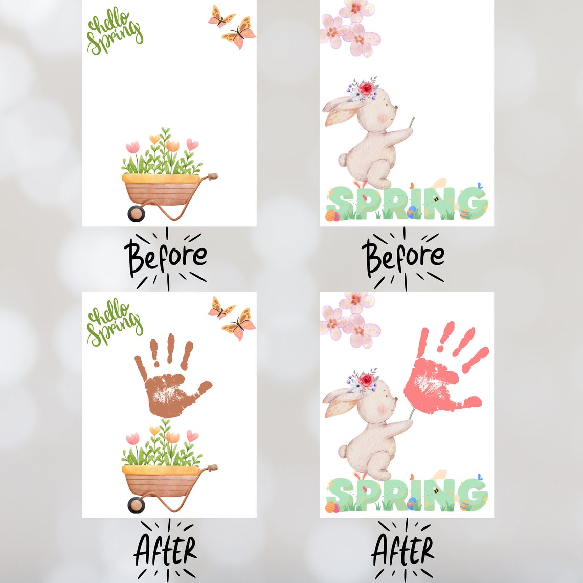 Spring Handprint Set, Baby Toddler Keepsake, Printable Kids Memory ...