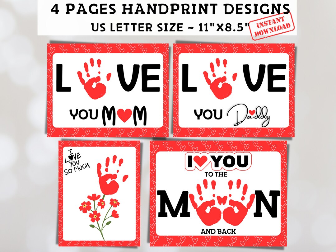 Love You Mom Dad Handprint Craft, Valentines Day, Mothers Fathers Day ...