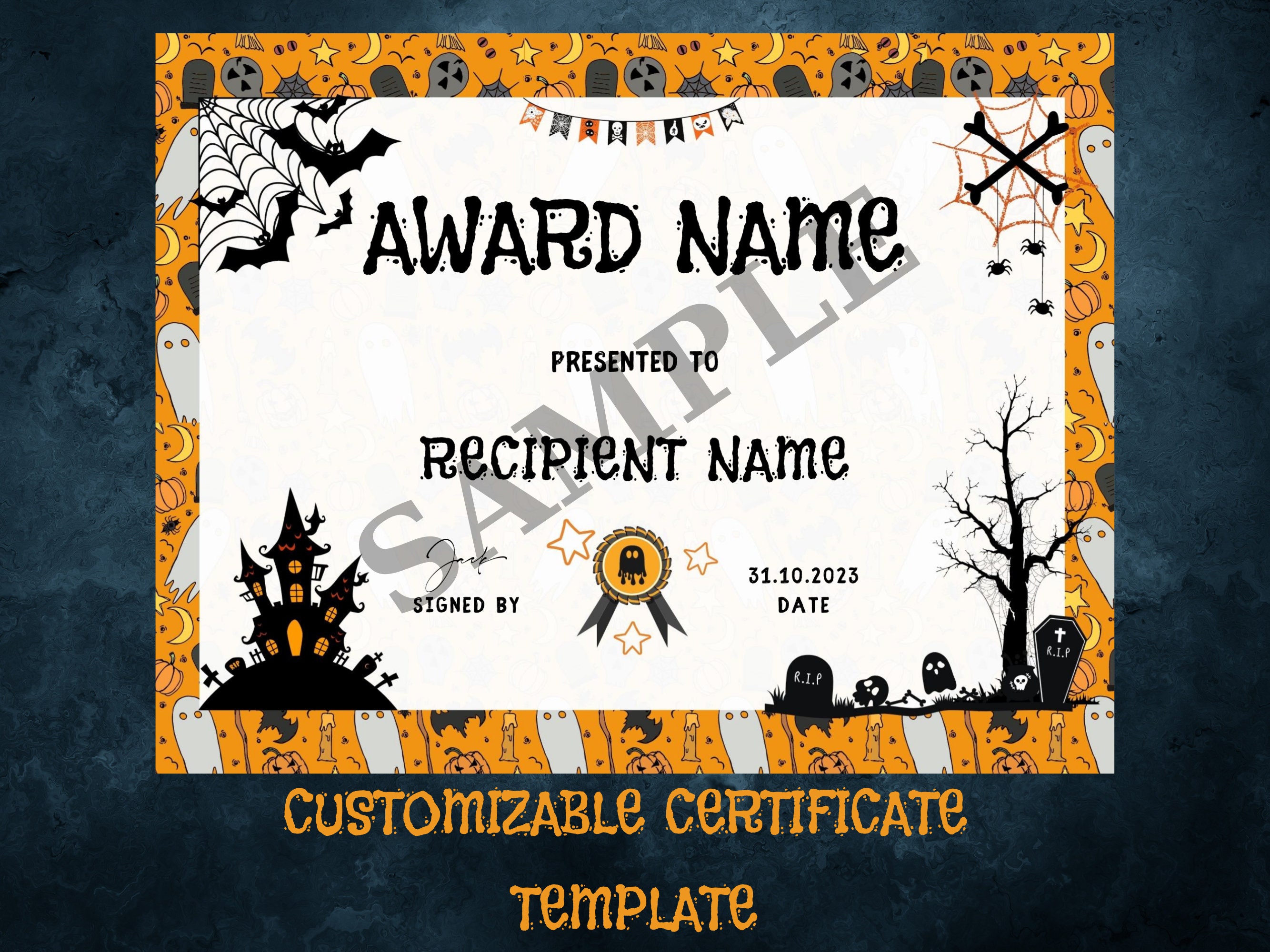 Editable Halloween Costume Award Certificate (digital Download) - Etsy