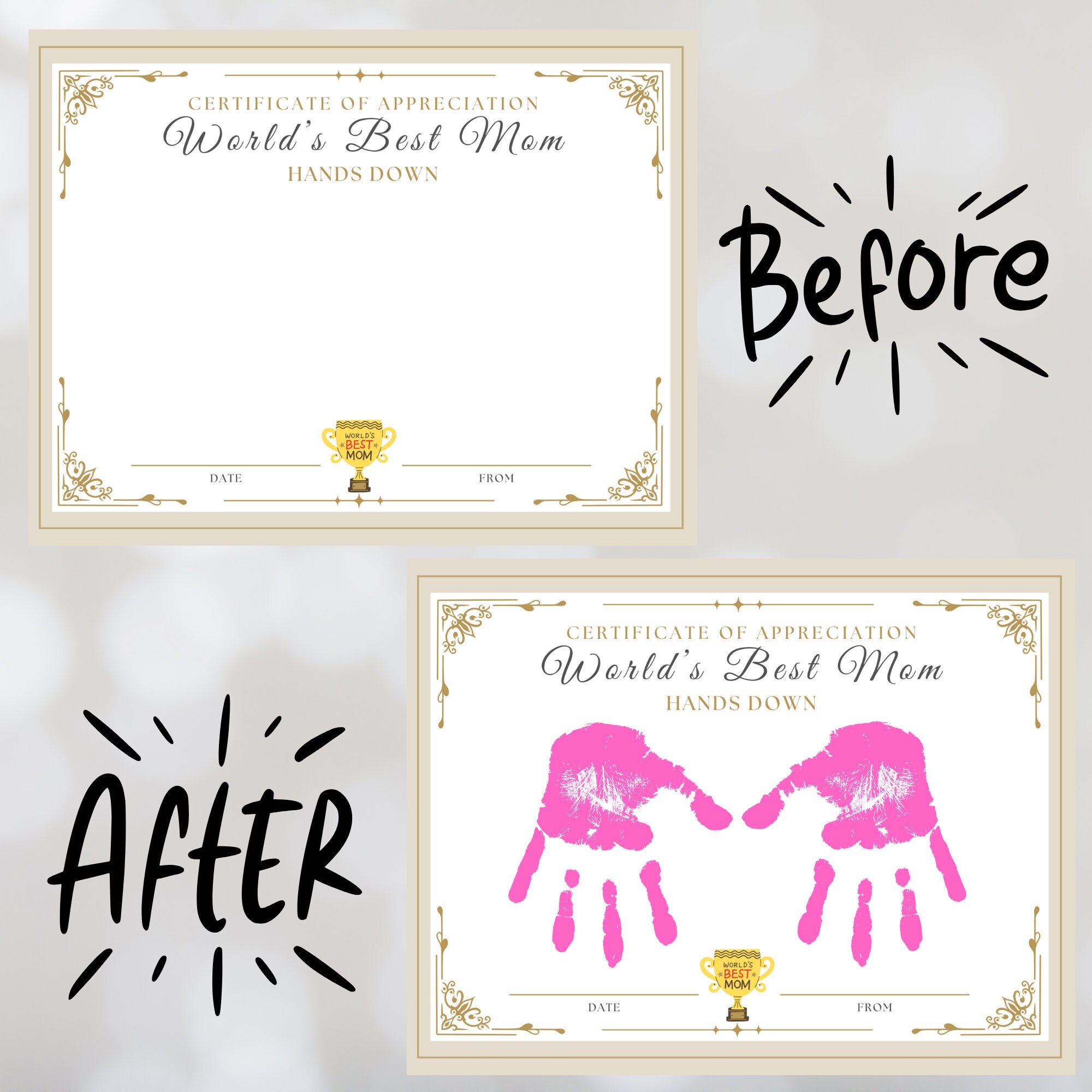 World's Best Mom Hands Down Handprint Art Craft for Mother's Day, DIY ...