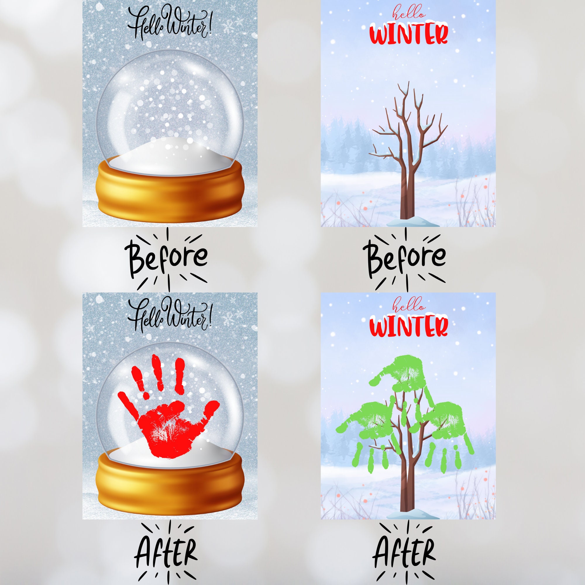 Winter Handprint Art Bundle, DIY Handprint Keepsake, Toddler Prek ...