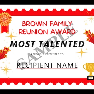 Family Reunion Awards Certificate Editable Bundle, Customizable Family ...