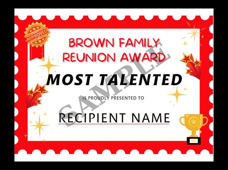 Family Reunion Awards Certificate Editable Bundle, Customizable Family ...