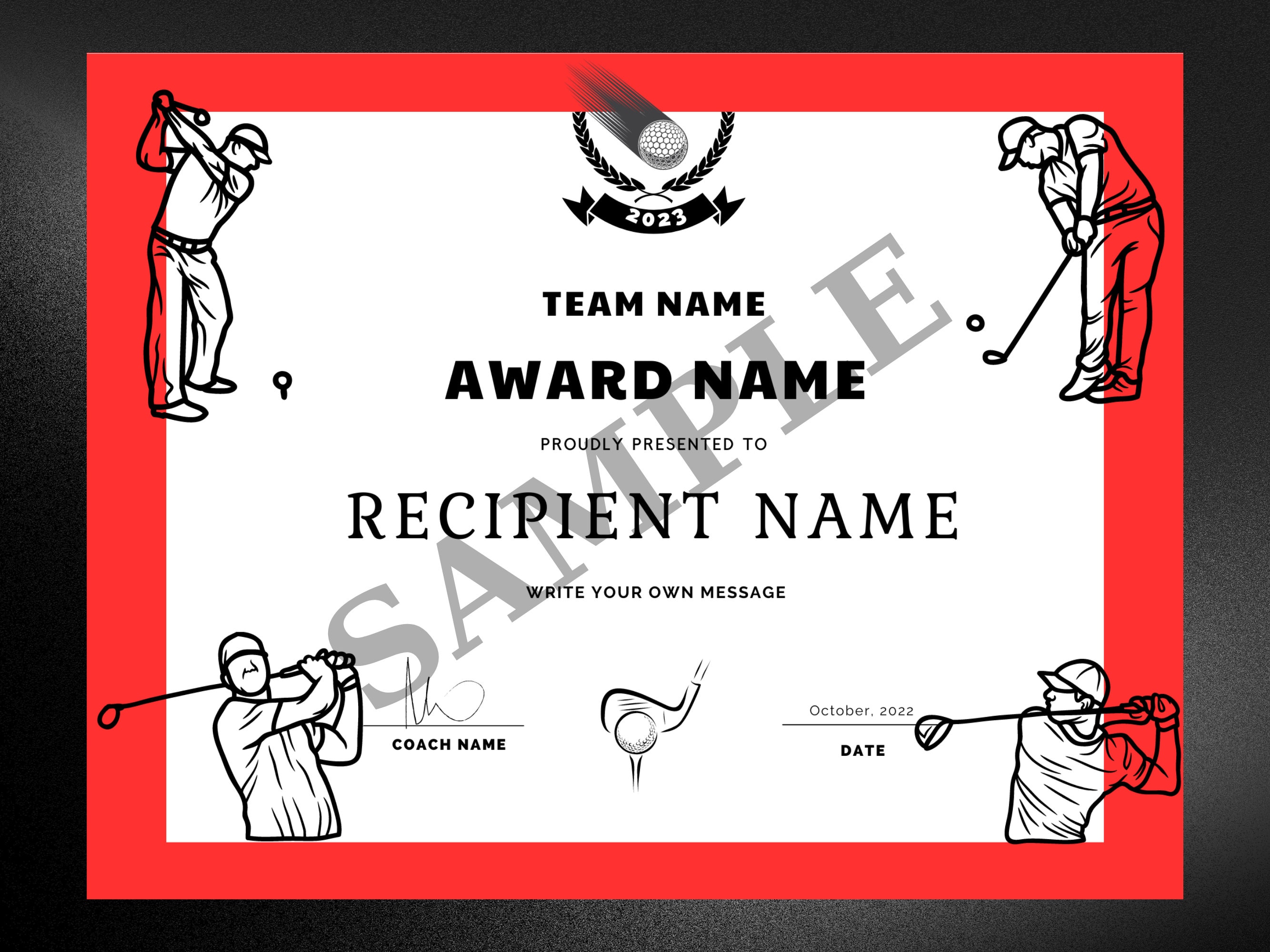 Editable Sports Award Certificate Template, Team Sports Player ...