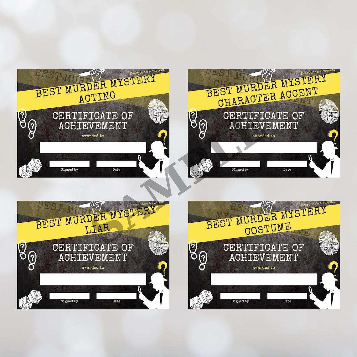 Murder Mystery Award Certificates, Game Night Prizes (printable) - Etsy