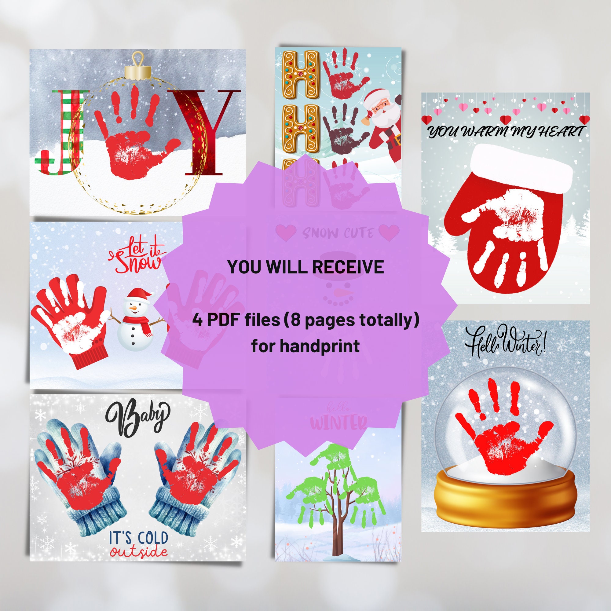 Winter Handprint Art Bundle, DIY Handprint Keepsake, Toddler Prek ...