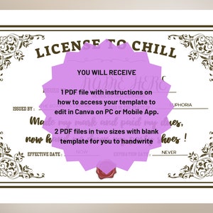 License to Chill Retirement Certificate, Funny Gag Gift (digital ...