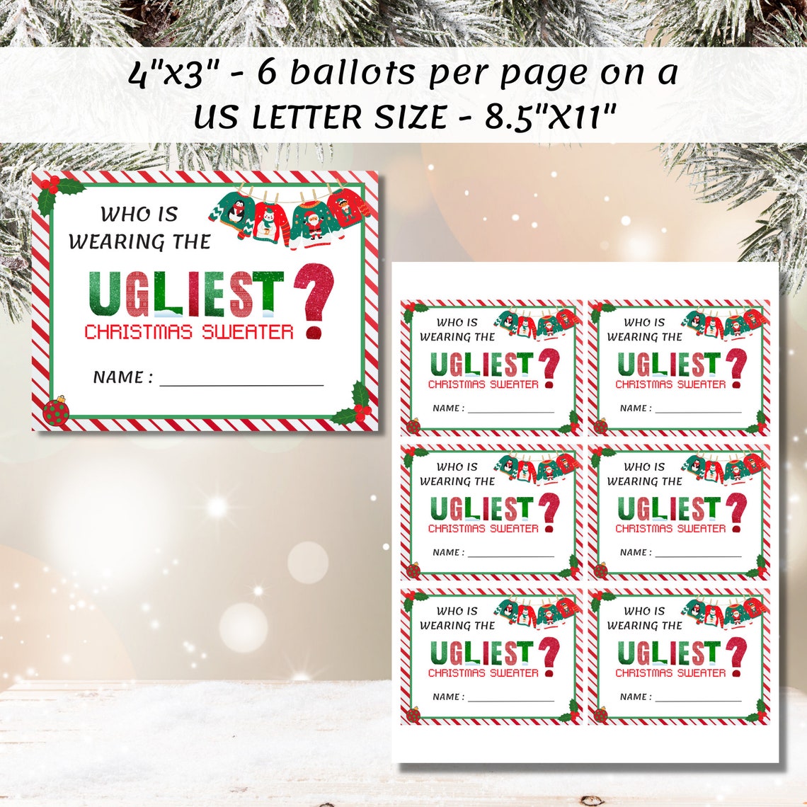 Christmas Ugly Sweater Party Bundle Printable, Ugly Sweater Party Game ...