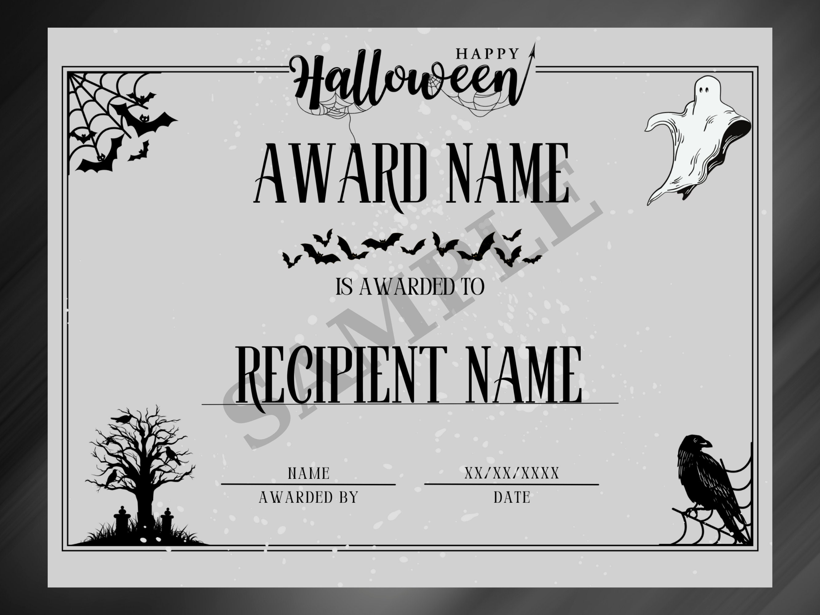 Editable Halloween Costume Award Certificate, Trick or Treat Costume ...