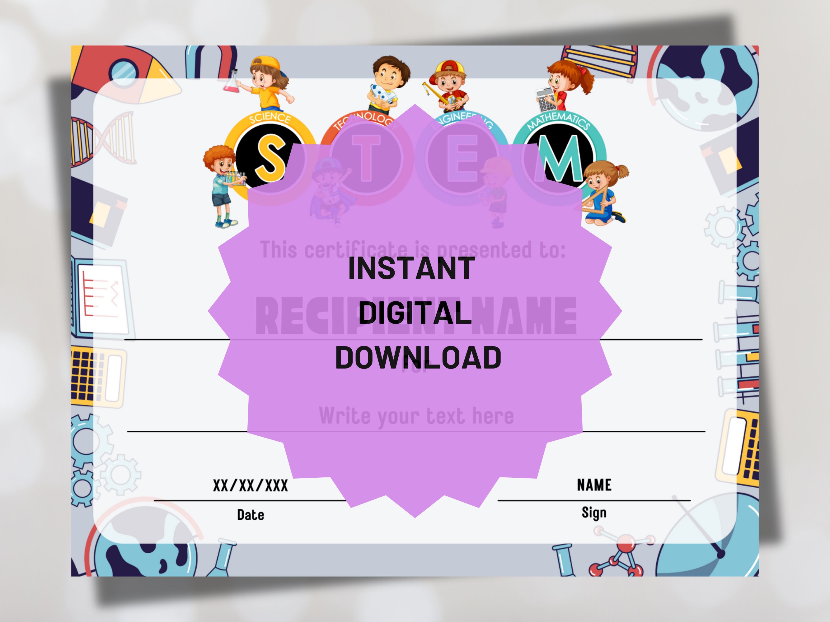 STEM Award Certificate Template, Kids School Appreciation (editable ...