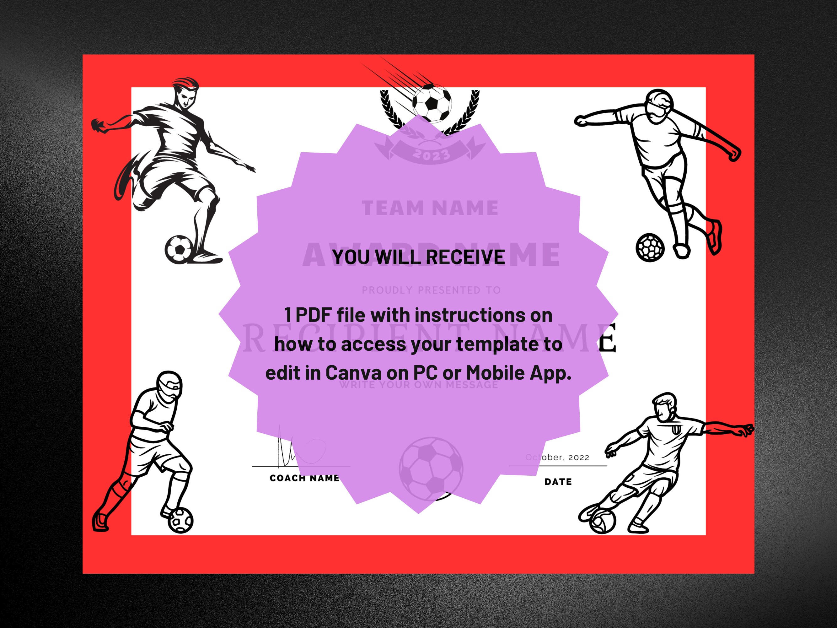 Editable Sports Award Certificate Template, Team Sports Player ...