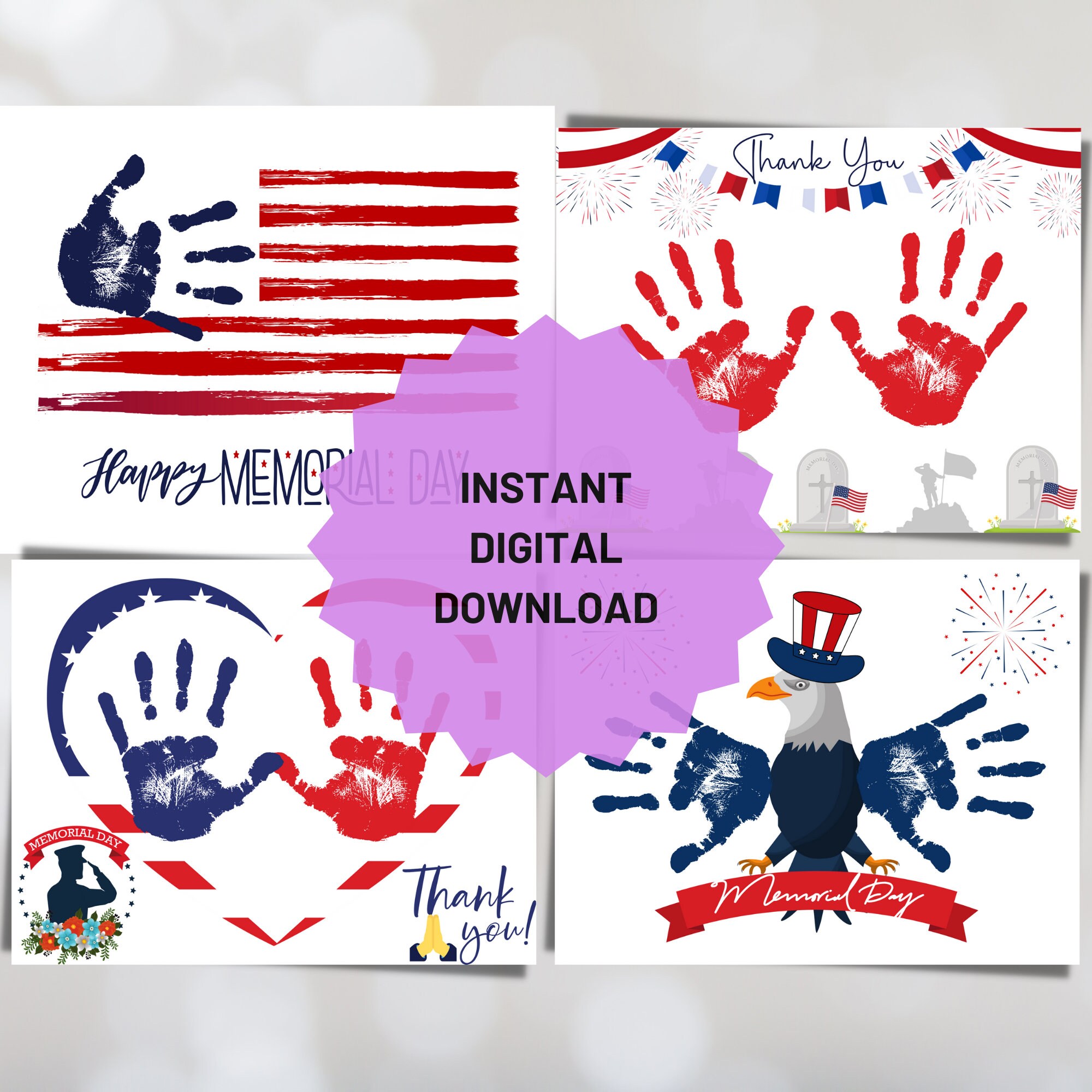 Memorial Day Handprint, Memorial Day Activity for Kids, Printable ...
