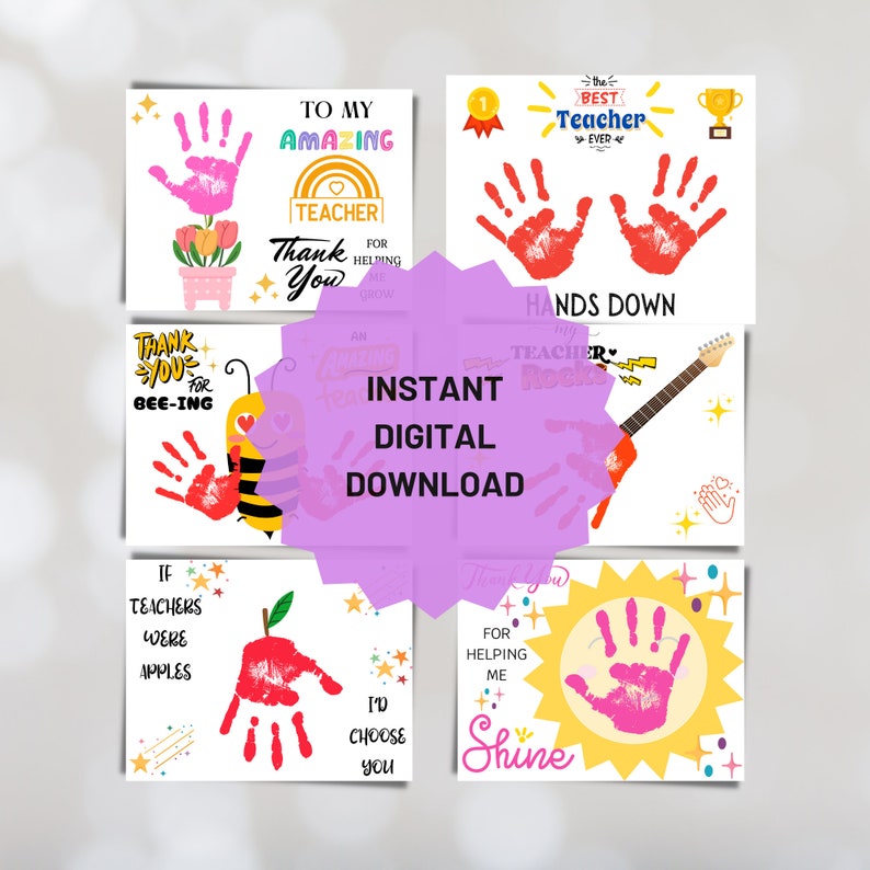 Teacher Appreciation Handprint Art, DIY Craft, Student Gift (PDF) - Etsy