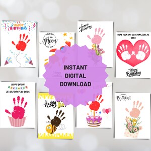 Birthday Handprint Art Craft, DIY Birthday Wish Craft Card Gift ...