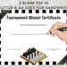 Editable Chess Tournament Winner Award Certificate, Chess Appreciation ...