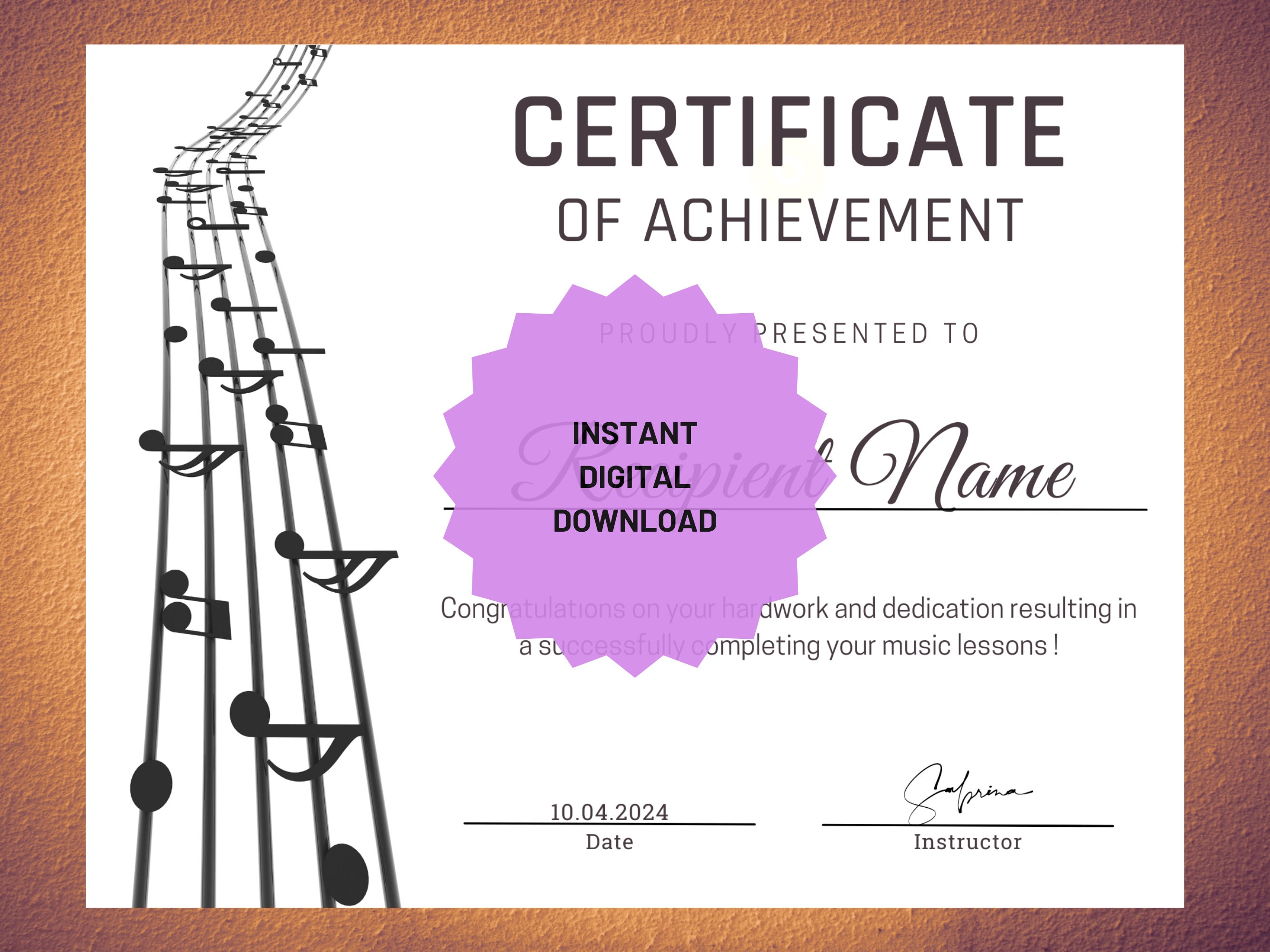 Music Instruments Achievement Award Certificate Bundle Editable ...