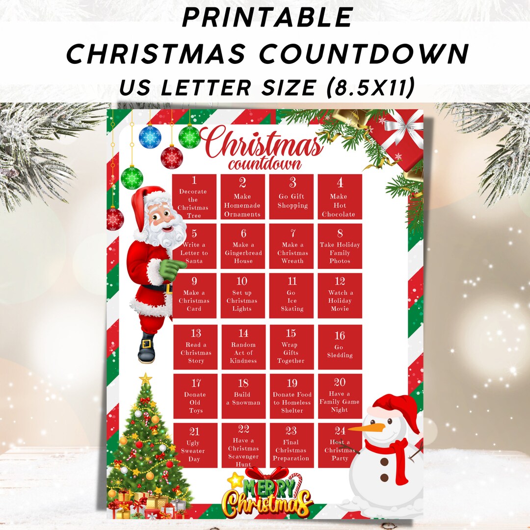 Christmas Countdown Activity, Family Advent Calendar (PDF) - Etsy