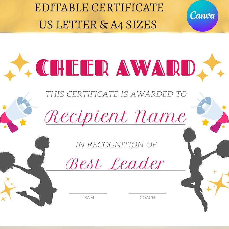 Cheer Certificate - Etsy