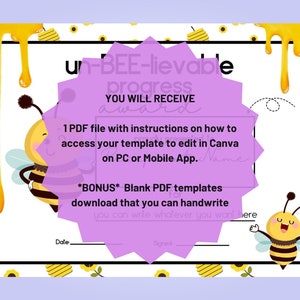 Unbeelievable Progress Award Certificate Editable Template, Celebrate ...