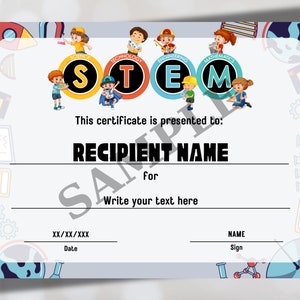 STEM Award Certificate Template, Kids School Appreciation (editable ...