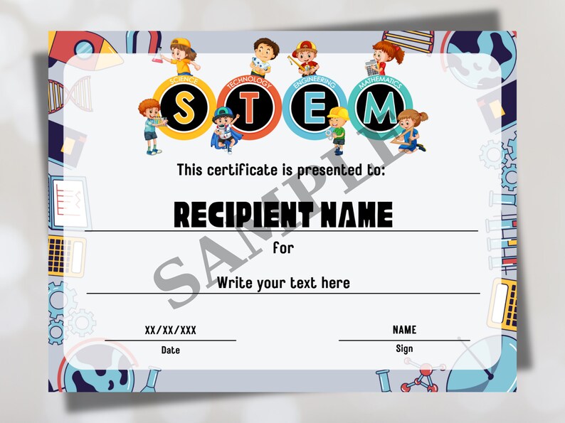 STEM Certificate Editable Canva Template, Printable Kids Award ...