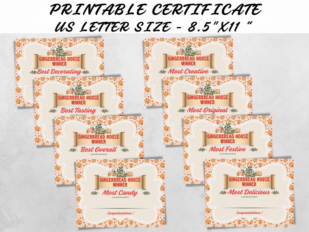 Printable Gingerbread House Awards Certificate, Best Gingerbread House ...
