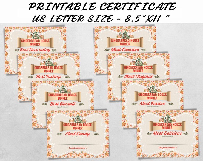 Gingerbread House Awards Certificates, Ginger Bread Contest Printable ...