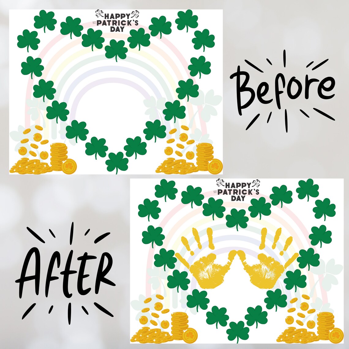 St Patrick's Handprint Art Craft, Printable Baby Keepsake, Happy St ...
