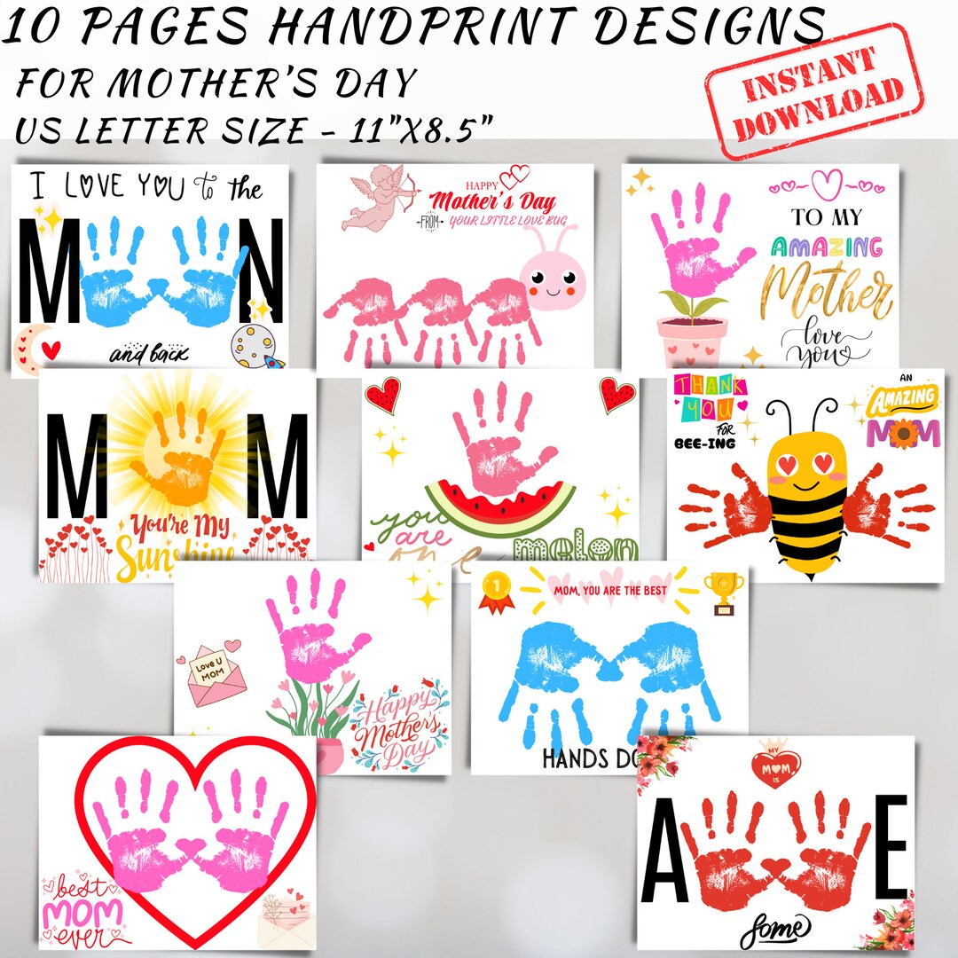 Mother's Day Handprint Art Craft, DIY Gift Keepsake Printable , Happy ...