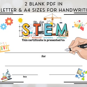 STEM Certificate Editable Canva Template, Printable Kids Award ...