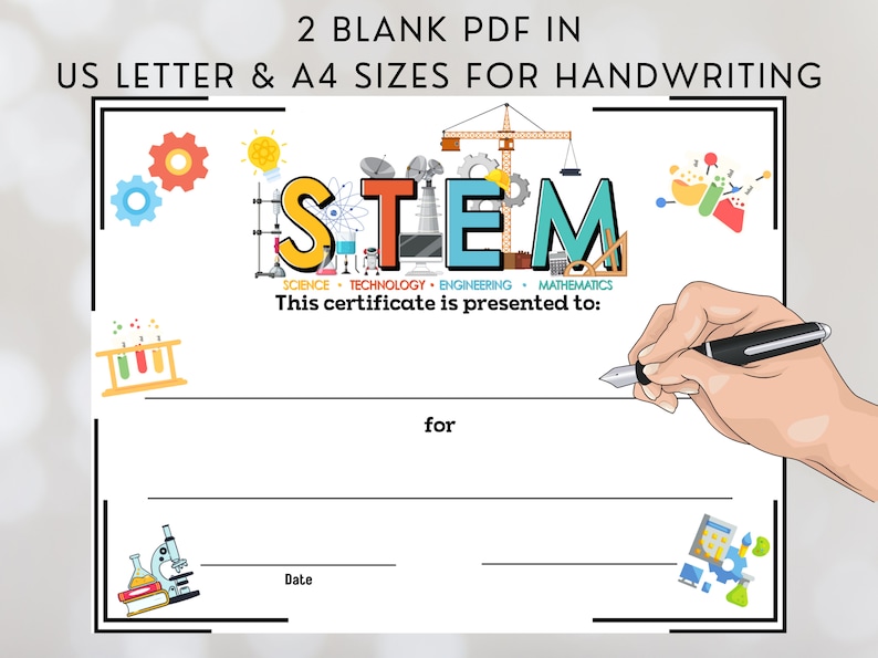 STEM Certificate Editable Canva Template, Printable Kids Award ...
