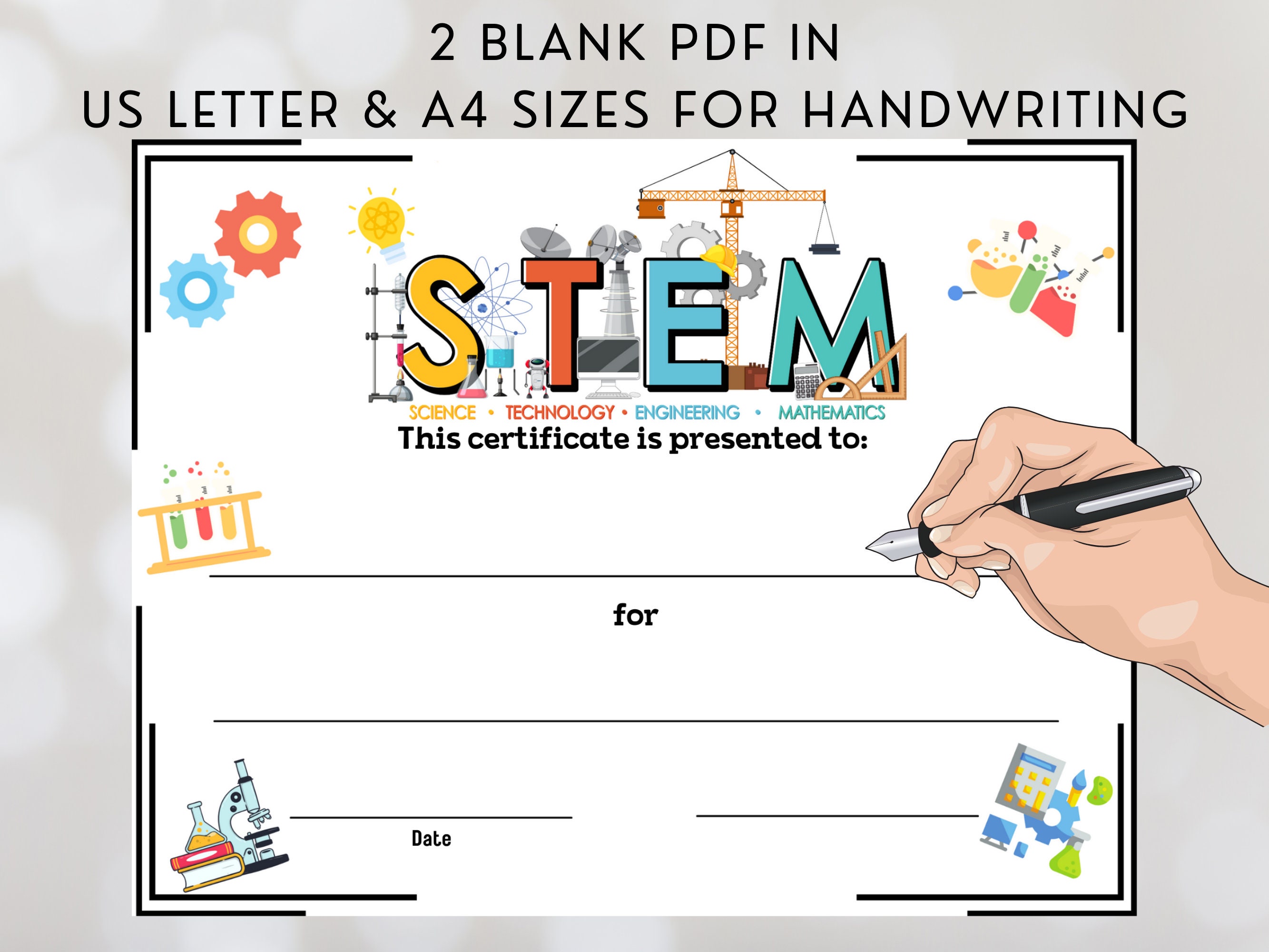 STEM Certificate Editable Canva Template, Printable Kids Award ...