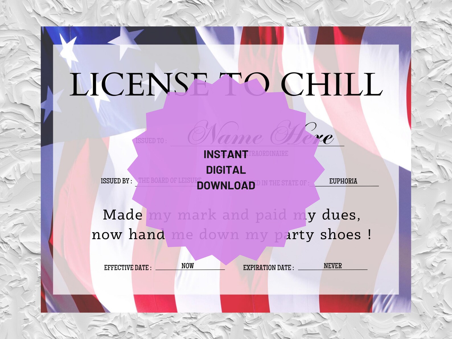 Patriotic Retirement License Certificate, USA Flag, Editable Printable ...