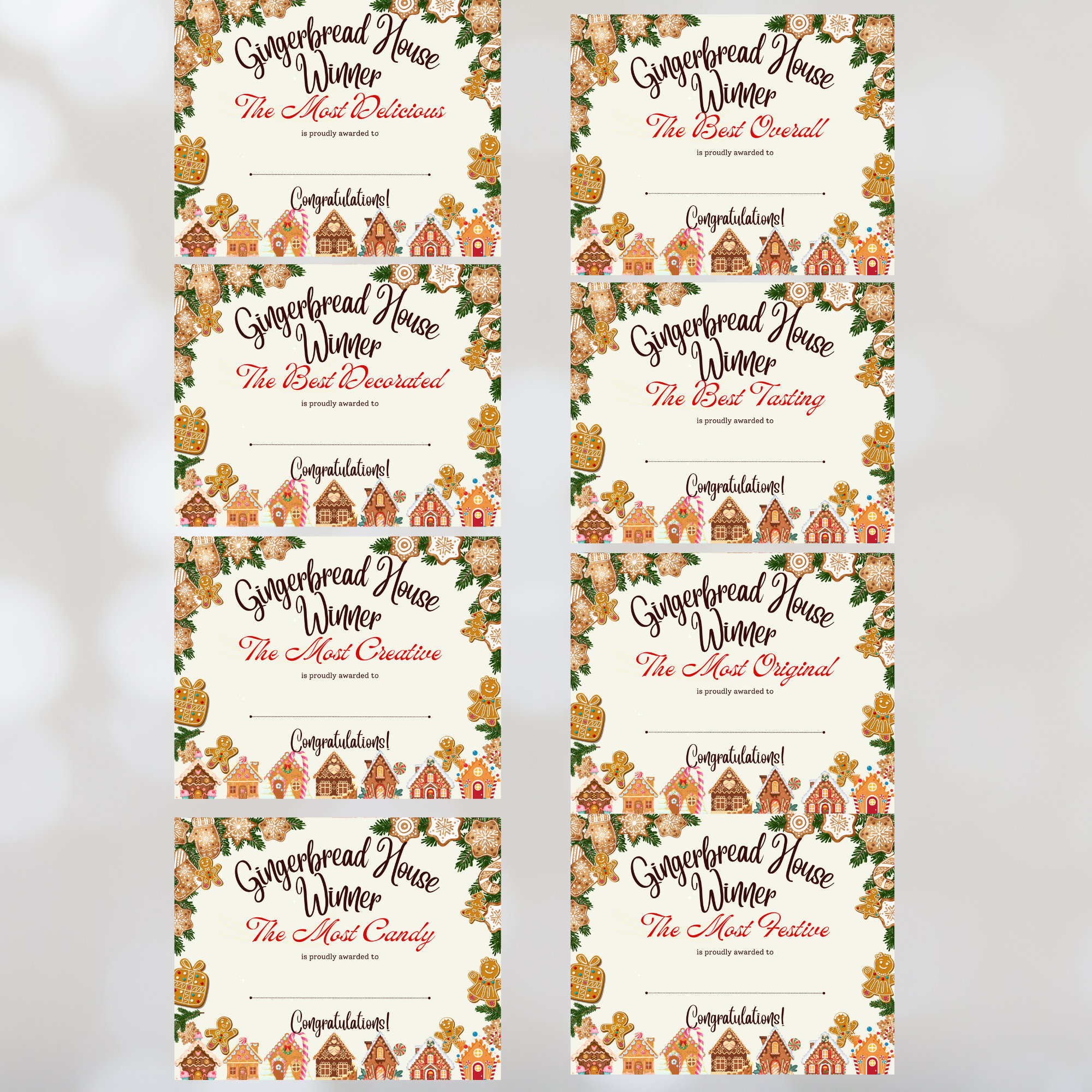 Printable Gingerbread House Awards Certificate, Best Gingerbread House ...