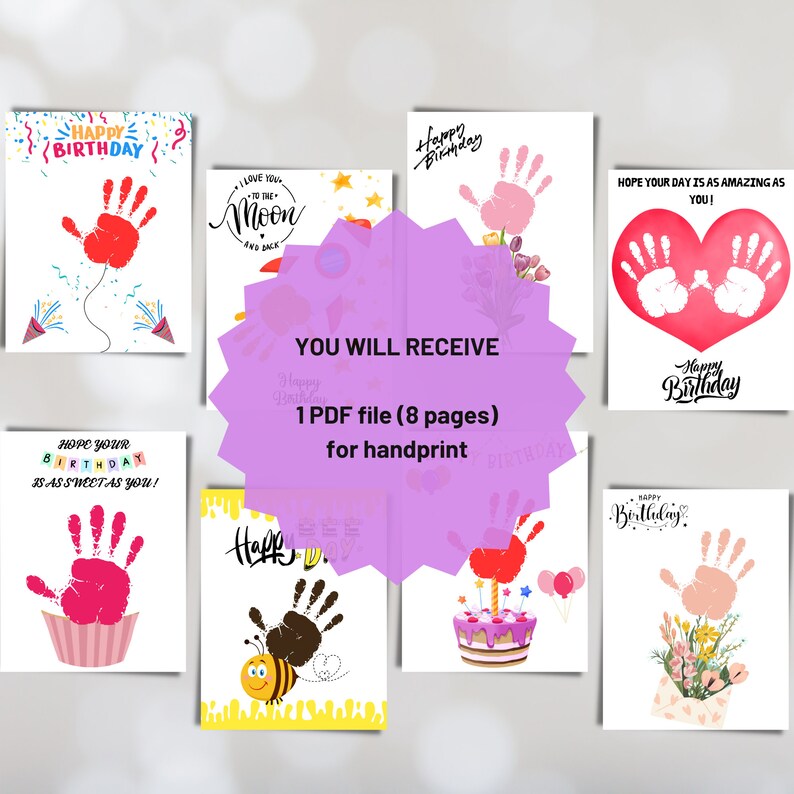 Birthday Handprint Art Craft, DIY Birthday Wish Craft Card Gift ...