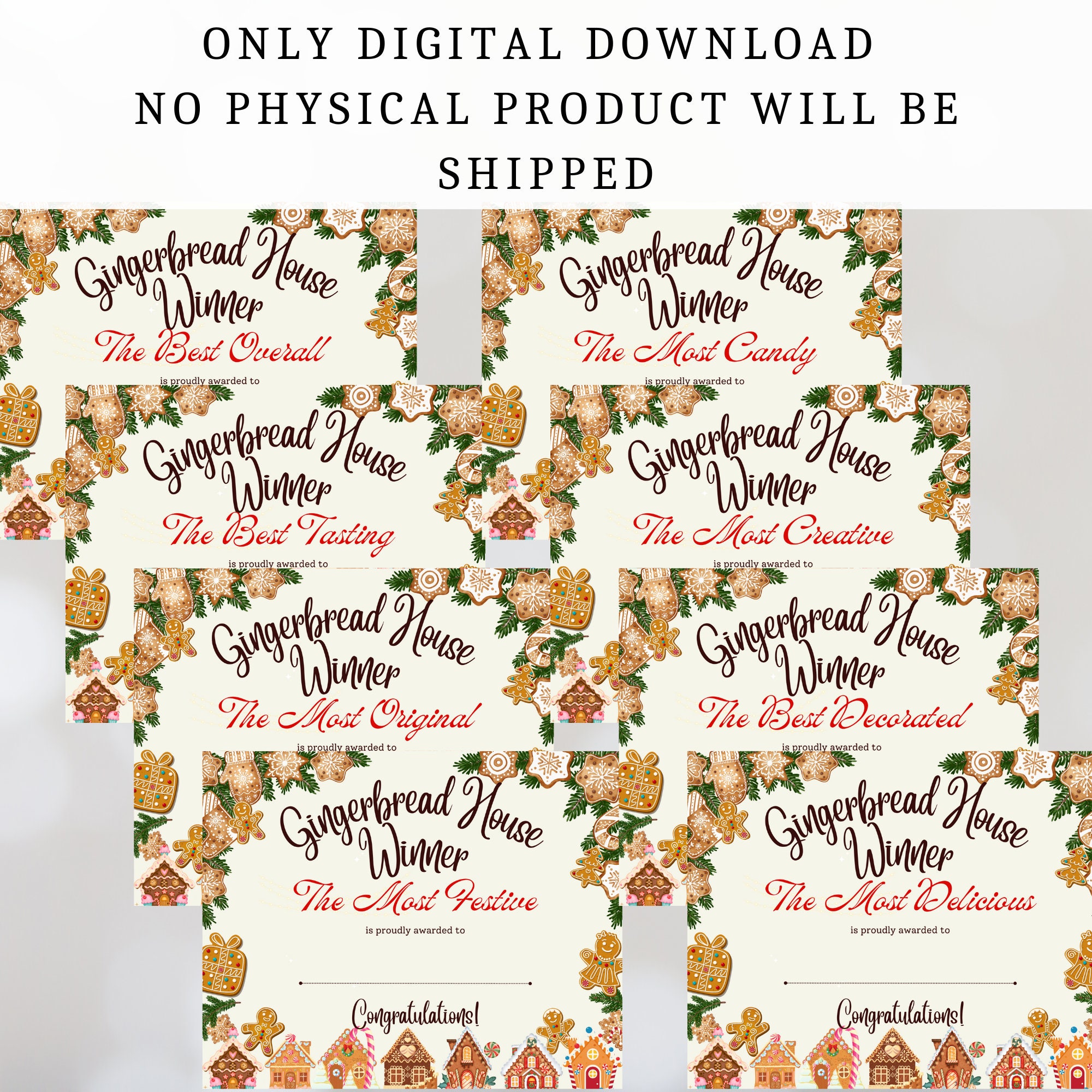 Printable Gingerbread House Awards Certificate, Best Gingerbread House ...