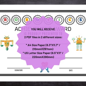 Robotics Achievement Award, Robotics Certificate Template, Robotics ...