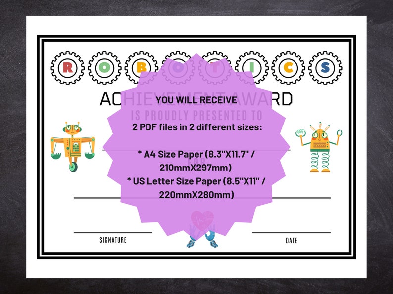 Robotics Achievement Award, Robotics Certificate Template, Robotics ...