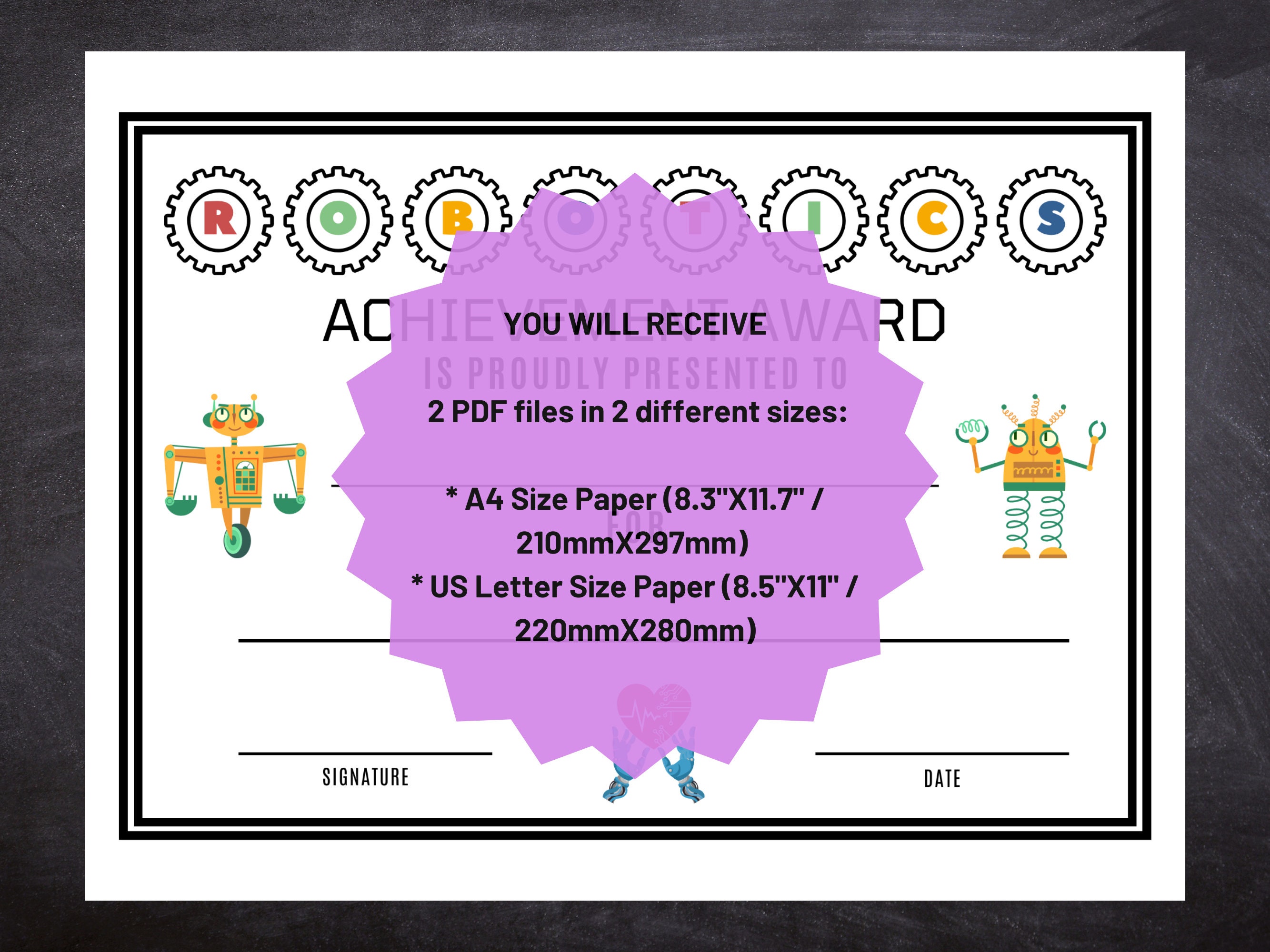 Robotics Achievement Award, Robotics Certificate Template, Robotics ...