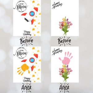 Birthday Handprint Art Craft, DIY Birthday Wish Craft Card Gift ...