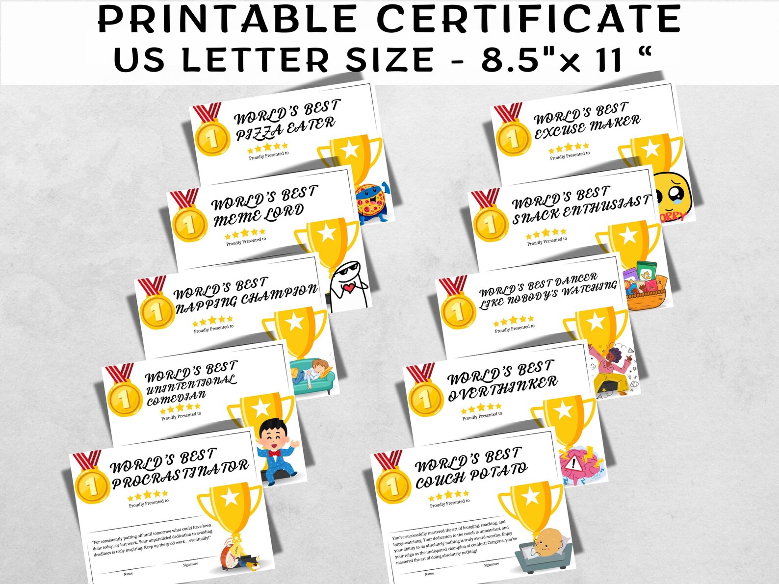Funny World's Award Certificates, Sarcastic Gift (PDF) - Etsy