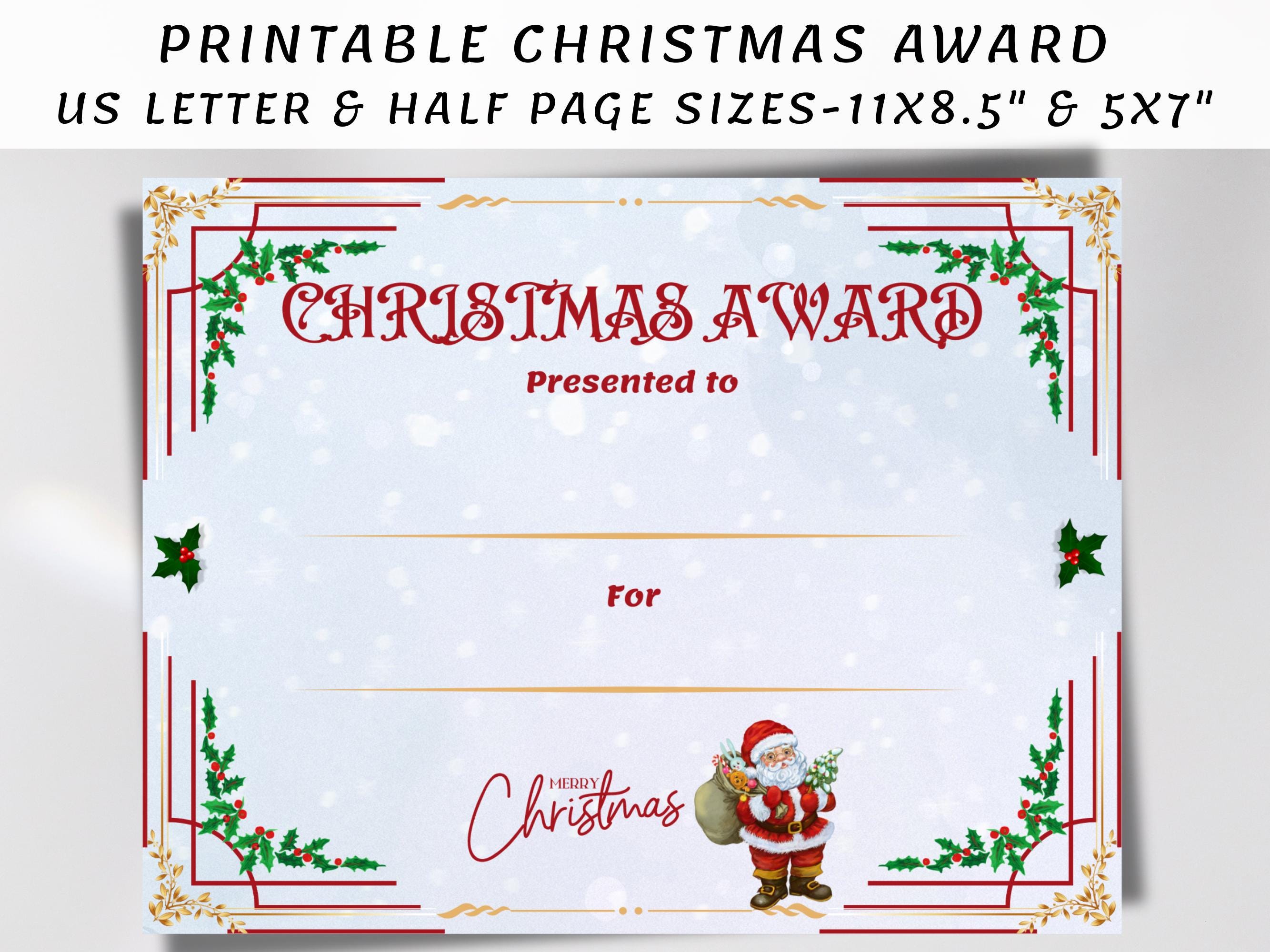 Christmas Certificate, Printable Holiday Certificate, Xmas Download ...