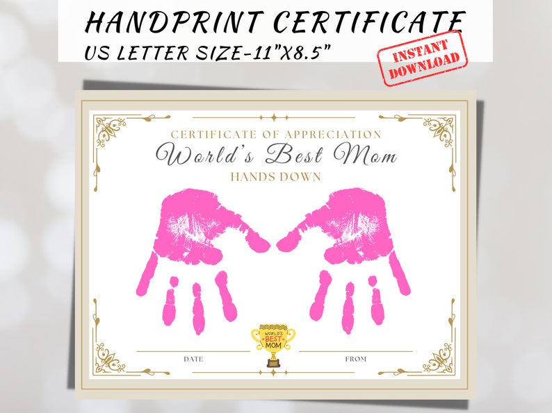 World's Best Mom Hands Down Handprint Art Craft for Mother's Day, DIY ...